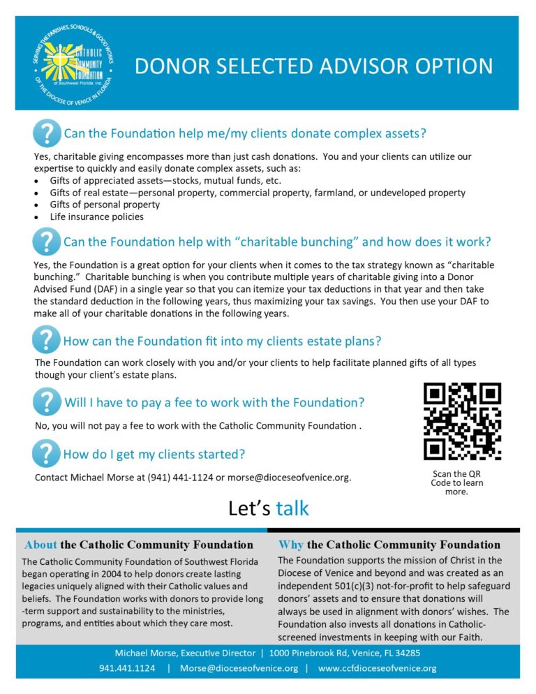 Donor Selected Advisor Option Flyer - Catholic Community Foundation of ...
